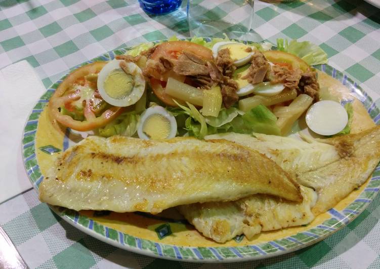 Filete de lenguado con ensalada Receta de Sonso - Cookpad
