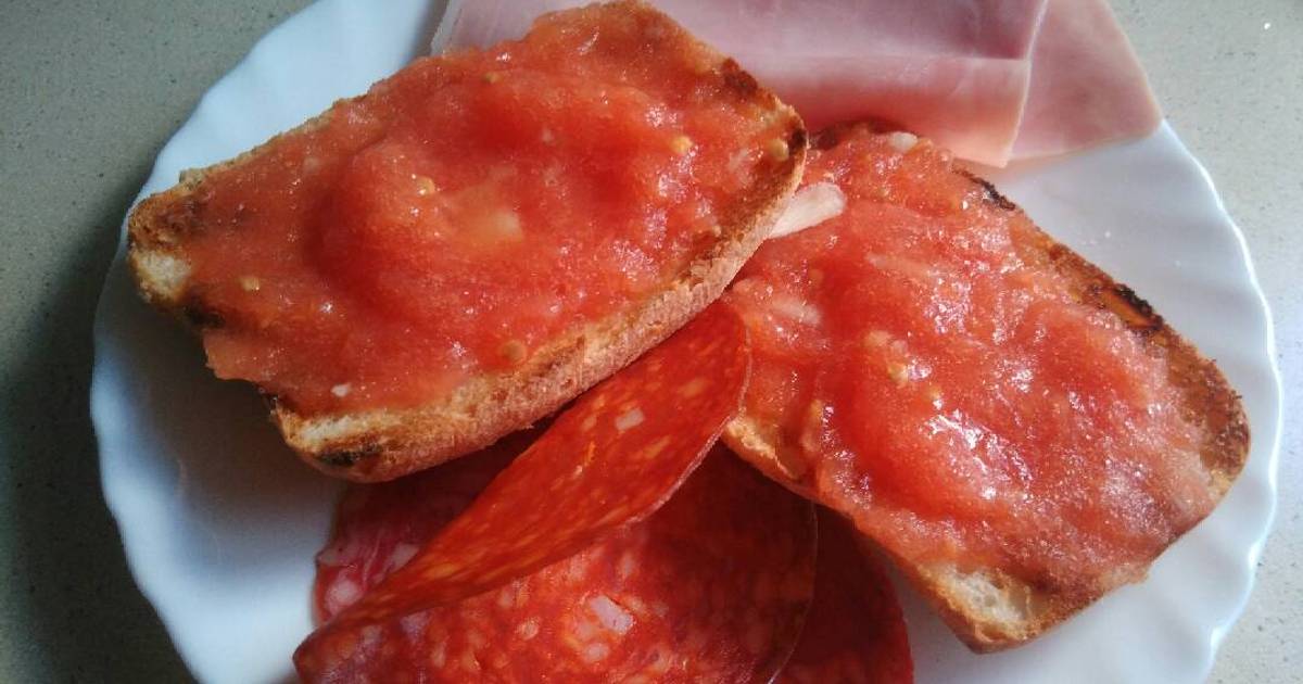 Pan tostado con jamon y tomate - 107 recetas caseras - Cookpad