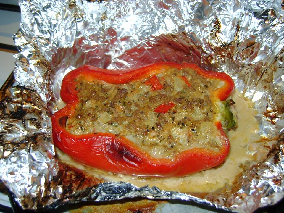 Morrón relleno con carne y arroz Receta de La profe Luisa - Cookpad