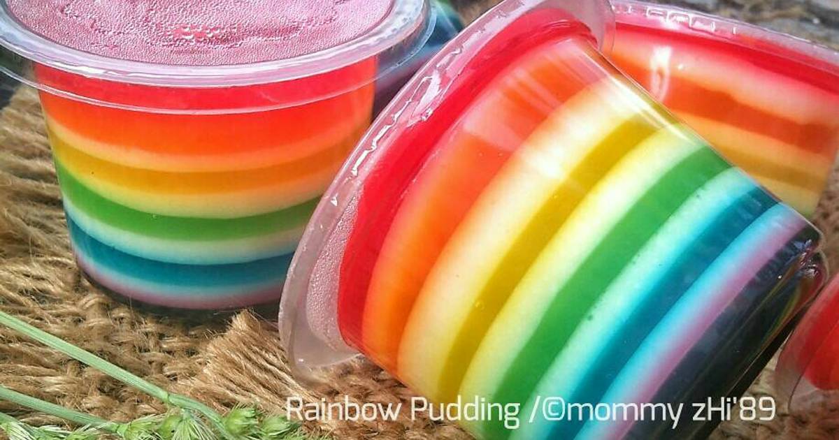 21 resep puding pelangi cup enak dan sederhana - Cookpad