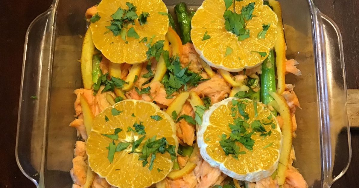 California Farm Asparagus Salmon Crumble In Orange Butter Recipe By ...
