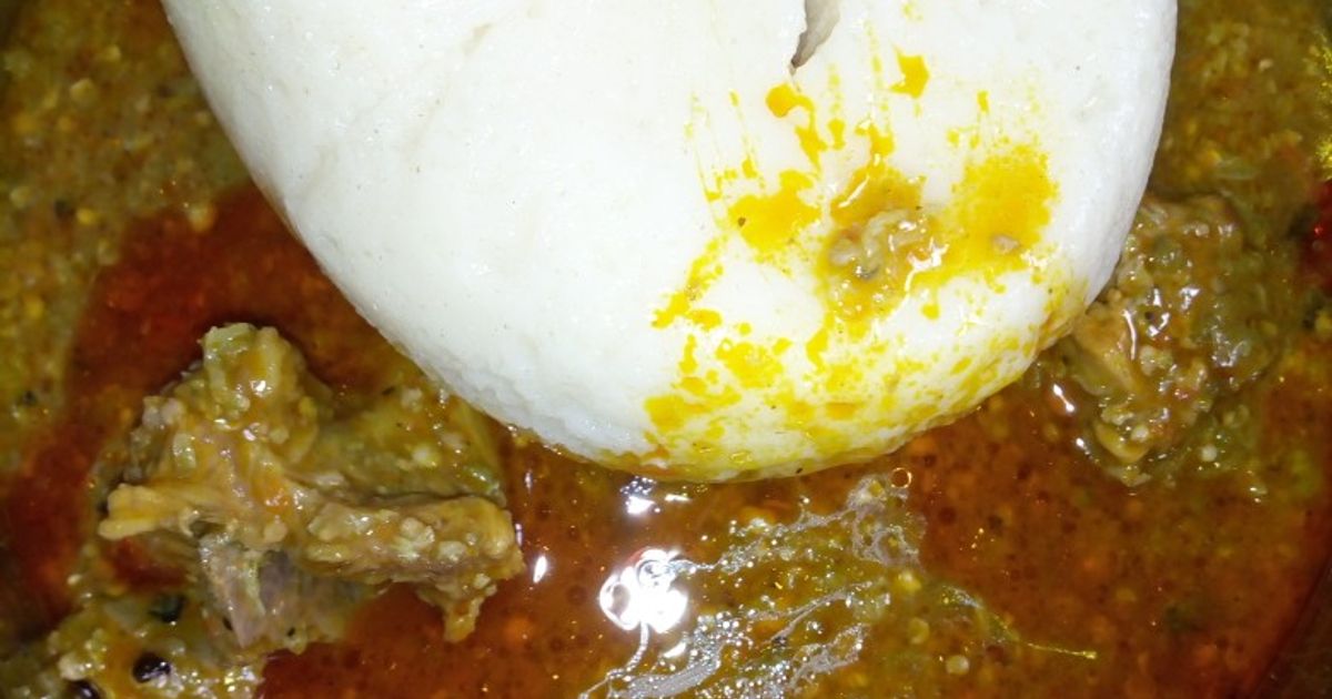 Semo With Fried Okro Soup Recipe by Ummu Jawad - Cookpad