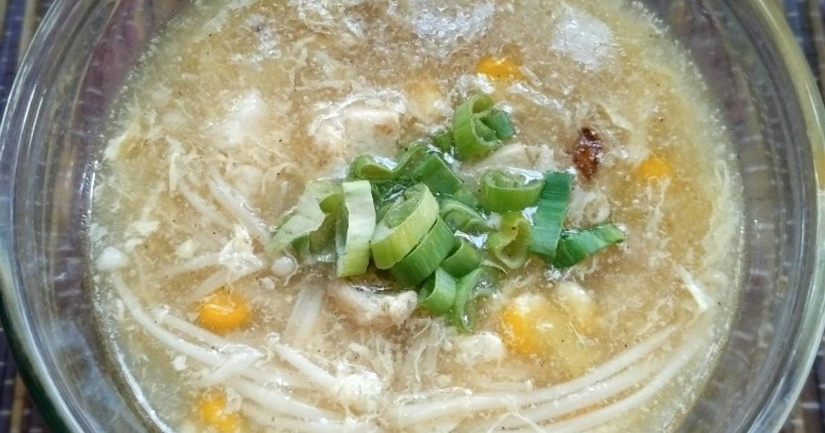 Resep Sup Jagung Jamur Enoki oleh Elvia Rosita - Cookpad