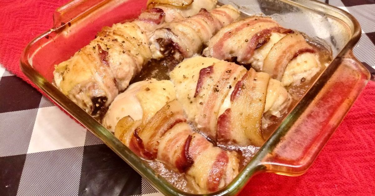 Pollo Enrollado De Tocino Encamado En Cebollas Al Horno Receta de Elix ...
