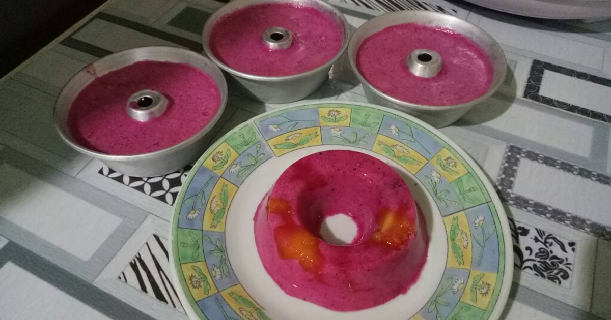 Resep Mpasi puding buah naga toping mangga oleh Siau Ping - Cookpad