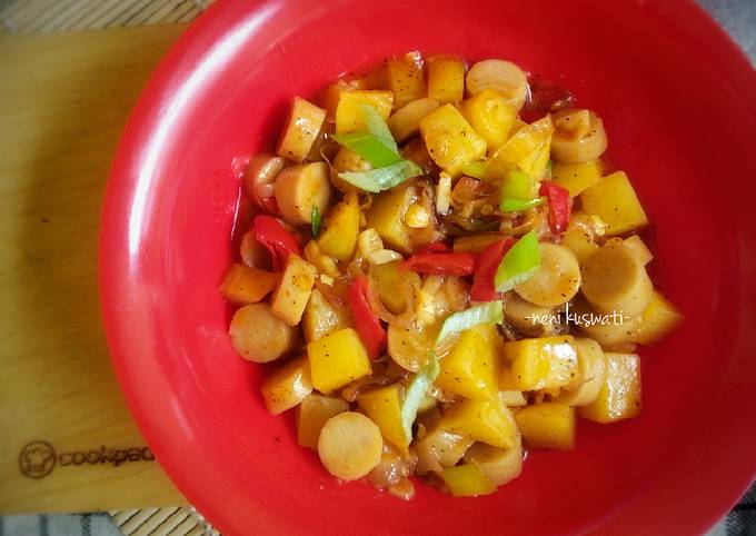 Resep Sosis Kentang Pedas Manis Lada Hitam oleh Neni Kuswati - Cookpad