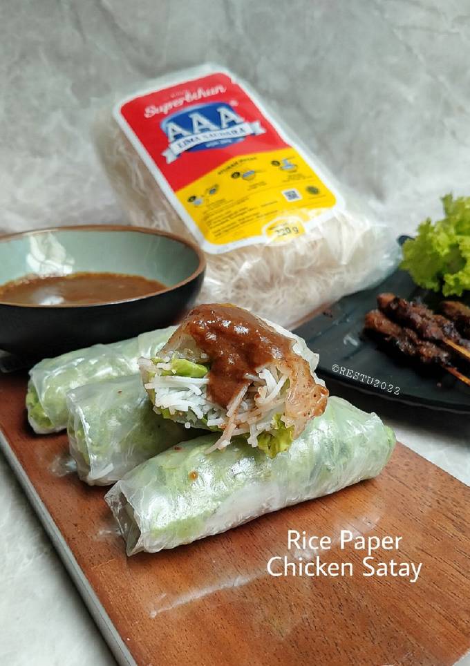 Resep Rice Paper Chicken Satay Roll oleh Rachma Esty Utami - Cookpad