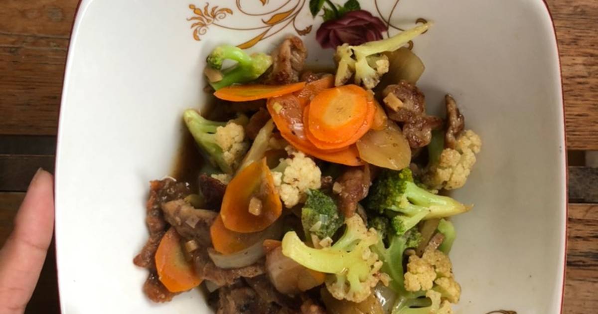 Resep Capcay cah daging (acne clean diet food) oleh Raf'al Hudia - Cookpad
