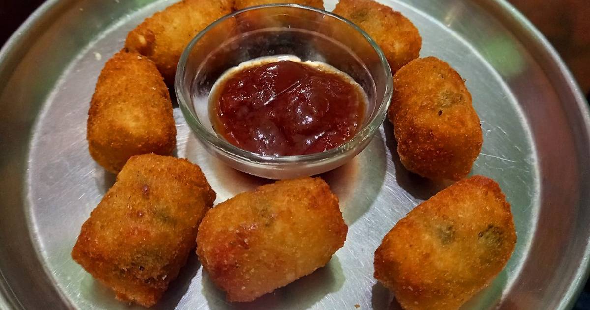 घर के बनाये easy and simple 43 आलू चीज नगेट्स (aloo cheese nuggets ...