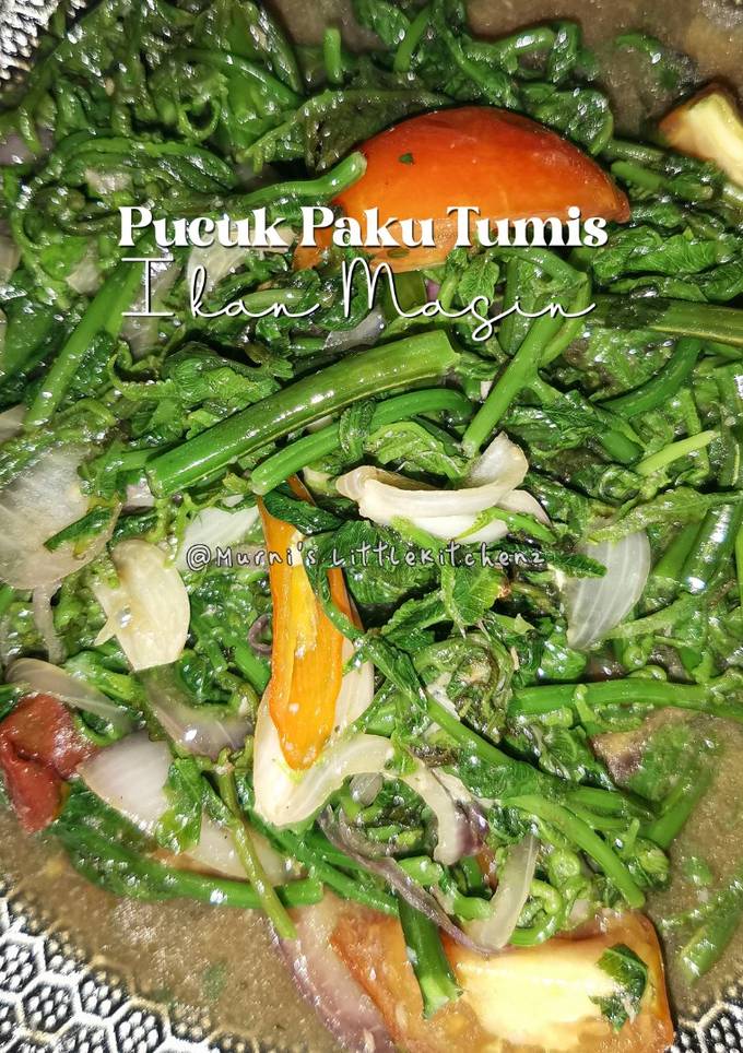 Resipi Pucuk Paku Tumis Ikan Masin oleh Murni's LittleKitchenz - Cookpad