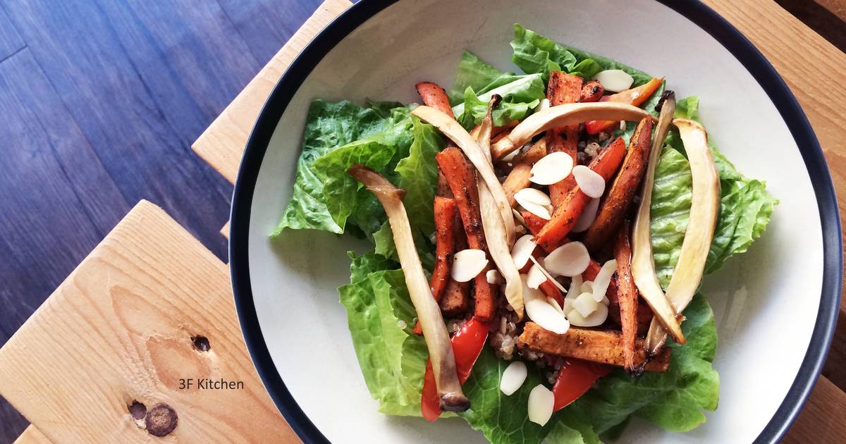 3F Kitchen_烤甜辣味紅蘿蔔+油封杏鮑菇沙拉 / 五辛素 食譜與作法 by 3F Kitchen - Cookpad