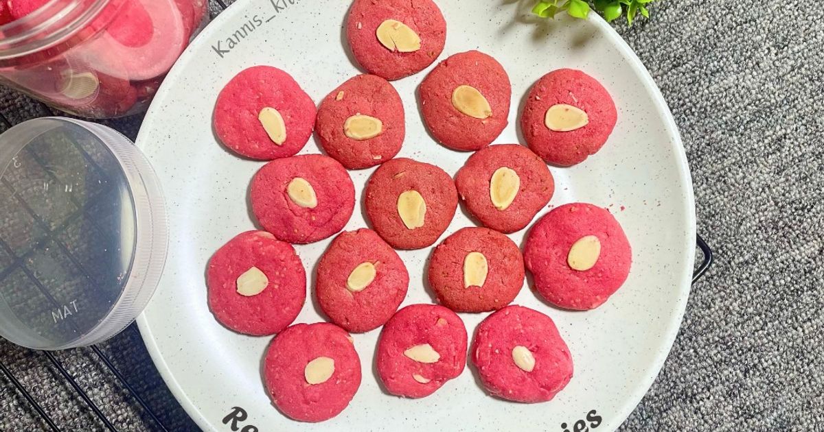 Resep 149. Red Velvet Almond Cookies | 1 Adonan Kue Kering Untuk Aneka ...