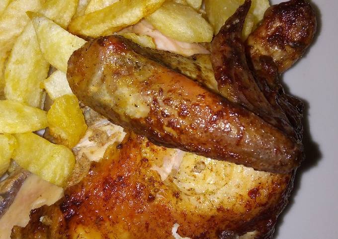 Pollo al horno con ají Colorado Receta de Mercedes Huaman Flores- Cookpad