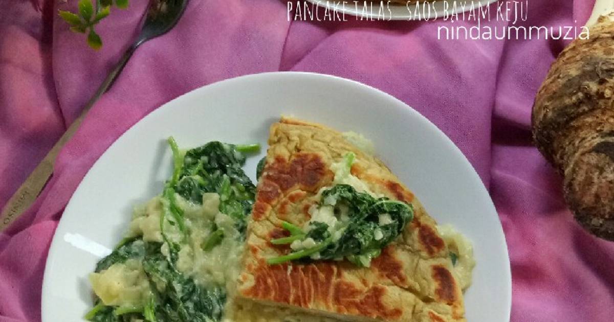 Resep Pancake Talas Saos Bayam Keju oleh Nindaummuzia - Cookpad