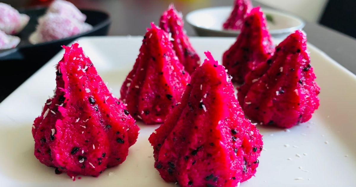 Dragon Fruit Coconut Modak Recipe by Deepti Patil - Cookpad