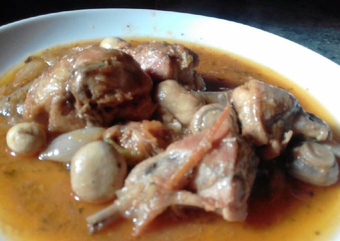 Rustido pollo conejo abstemio Receta de isabel perello- Cookpad