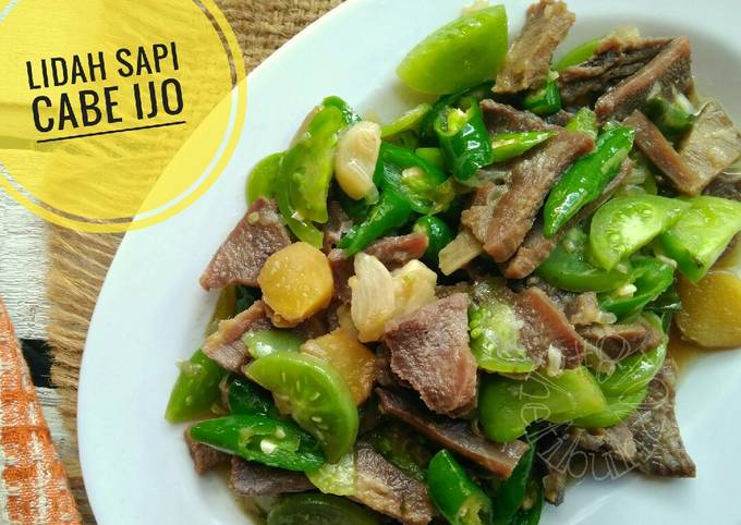 Resep Lidah Sapi Cabe Ijo oleh pawone_ ibuh - Cookpad
