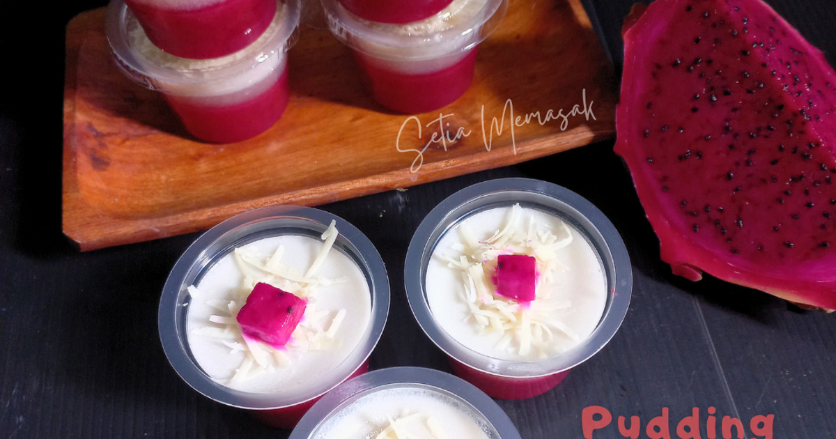 Resep Pudding Buah Naga Lapis Susu oleh Setia Memasak - Cookpad