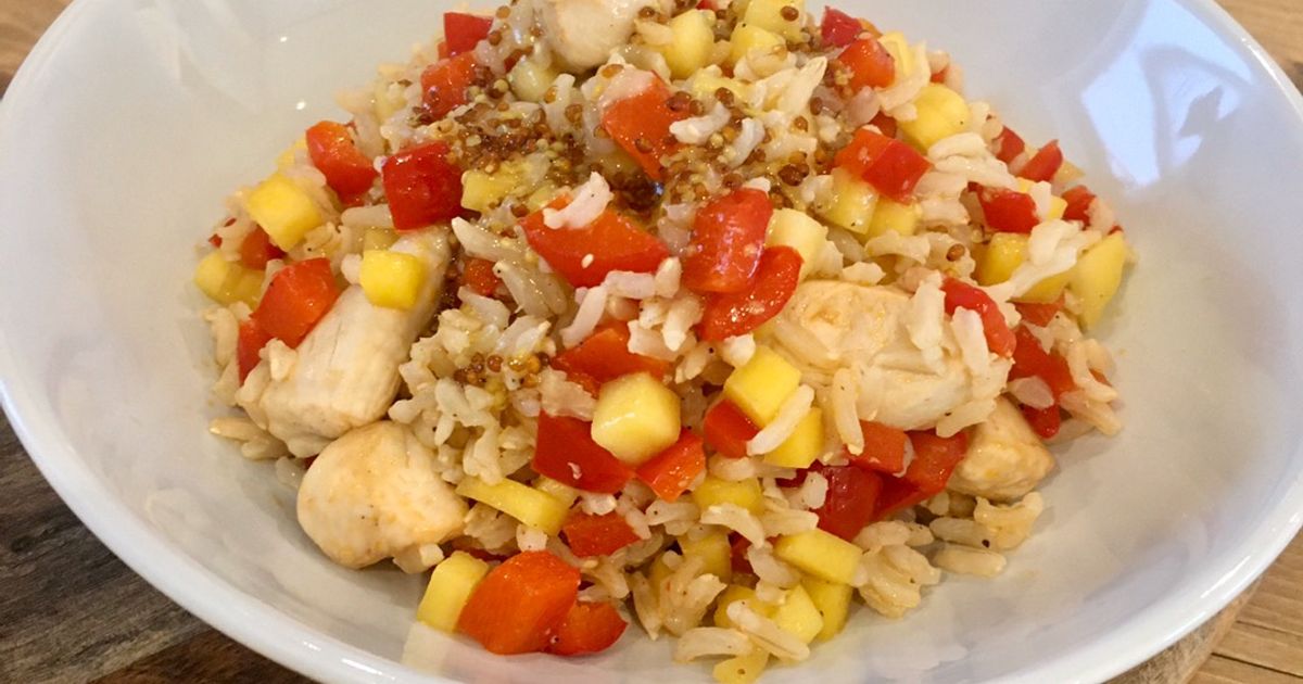 Mango Chicken Rice With A Honey & Mustard Dressing Recipe by Sonia ...