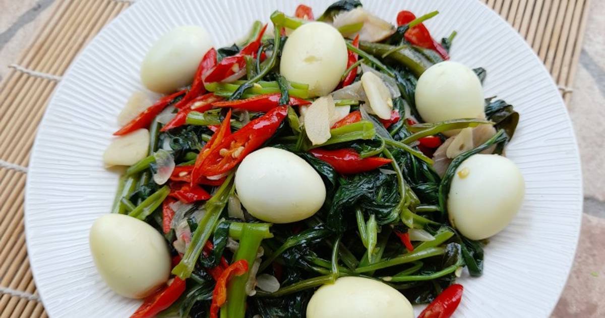 Resep Oseng Kangkung Telur Puyuh oleh Cicilia Yustina Salamony - Cookpad