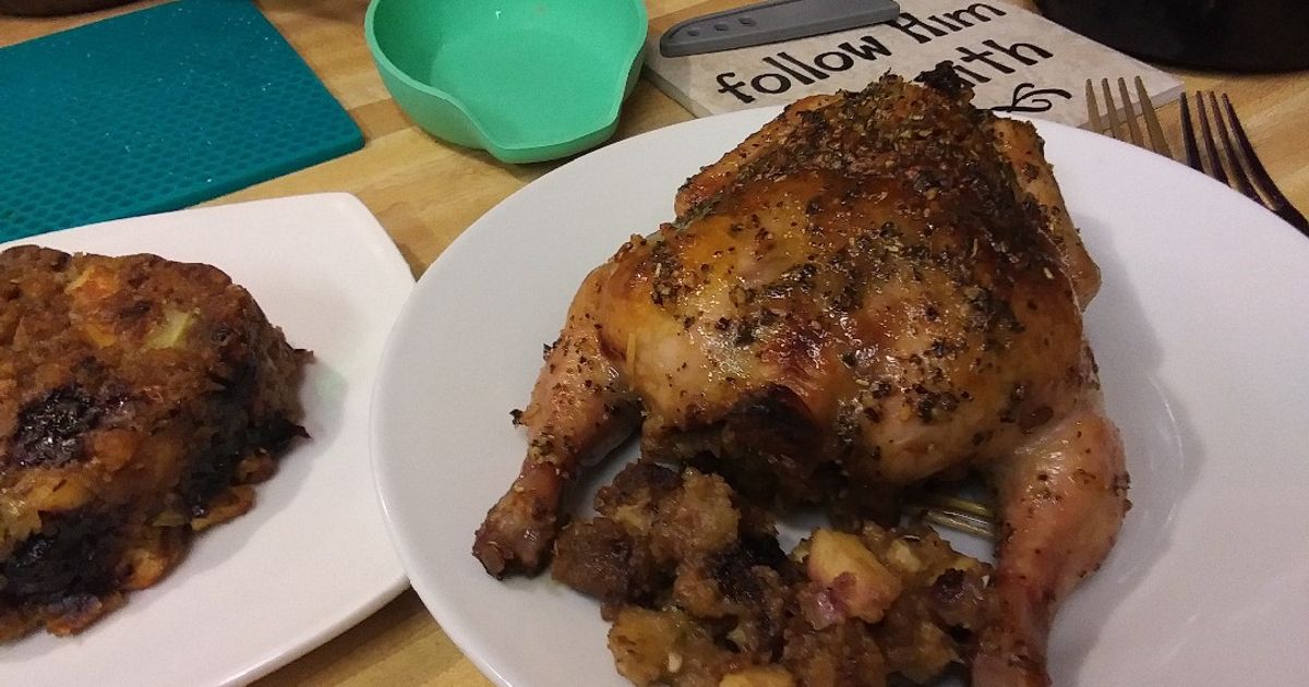 Rock Cornish Game Hen Stuffed And Glazed Recipe By Saraswindows