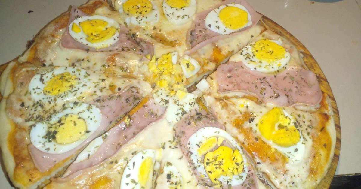 🍕 Pizza especial de jamón y huevo!! Receta de Barbie Ferreyra- Cookpad