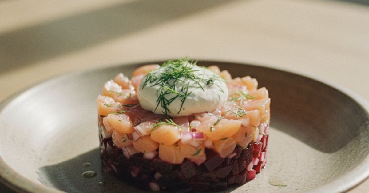 Smoked Salmon & Beetroot Tartare With Dill Creme Fraiche Recipe By Ag0ny