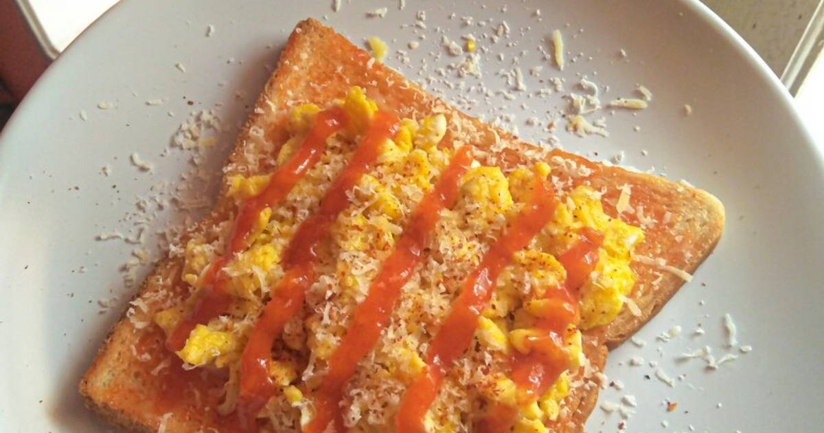 Resep Roti tawar & scrambled egg saus keju oleh Neng lisna 🍴🍳 - Cookpad