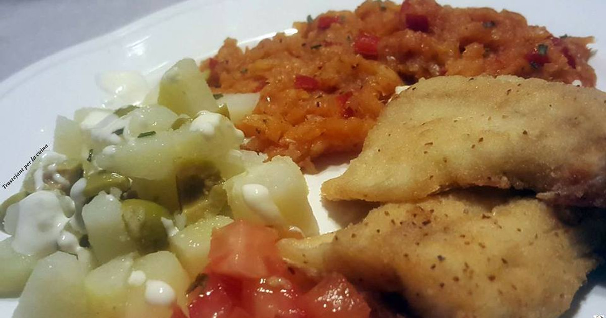 Pescado Frito Con Majado De Yuca Y Ensalada De Patata Receta de Montse ...