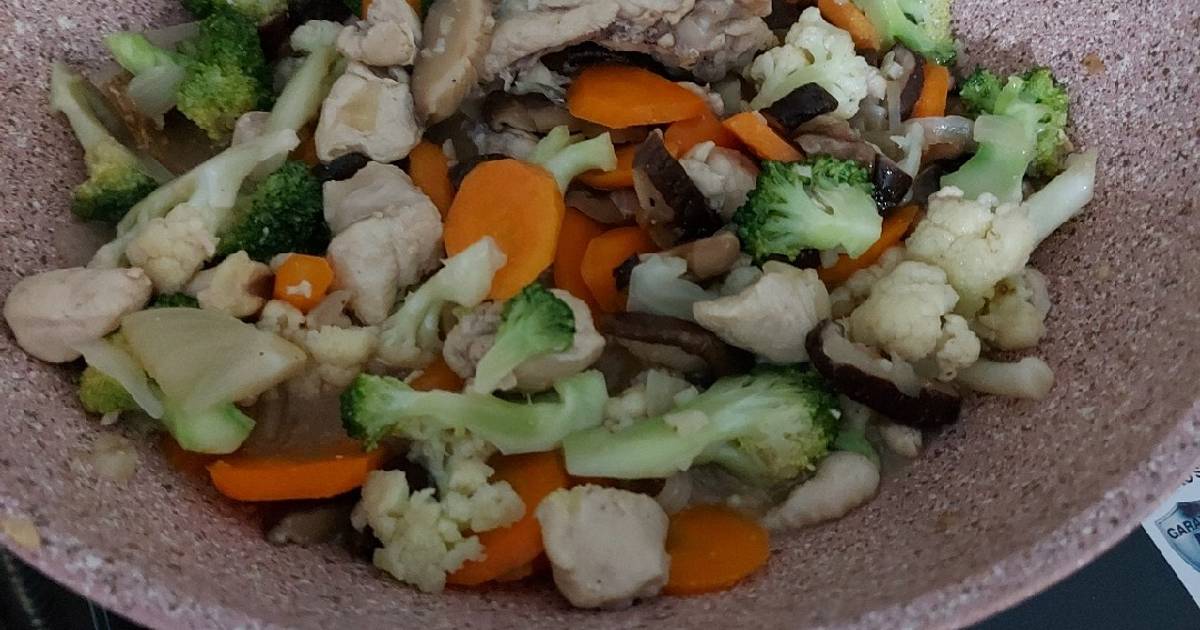 Resep Tumis ayam jamur sayur oleh Arfini Dewanty - Cookpad