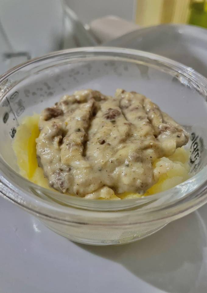 Resep Mpasi Bechamel Cheese Beef with Mashed Potato oleh Ay - Cookpad
