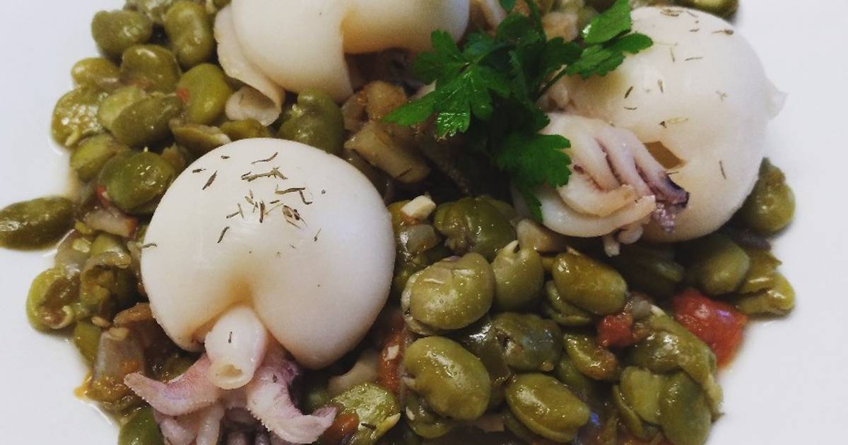 Sepia con habitas Receta de Mari Carmen- Cookpad