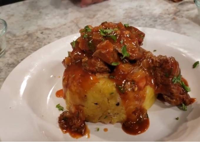 Mofongo Relleno de churrasco al estilo de PUERTO RICO Receta de Chef ...