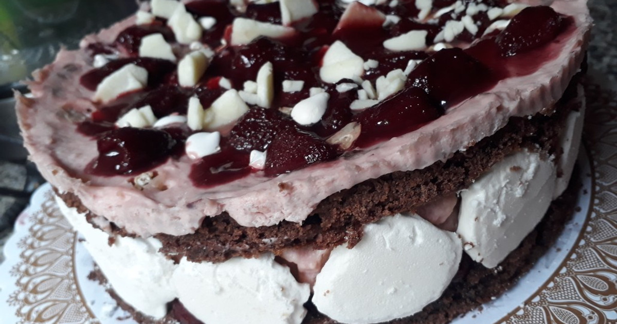 Torta Desnuda De Chocolate, Fresas (Frutillas) Y Merengues 🍓🍫 Receta de ...
