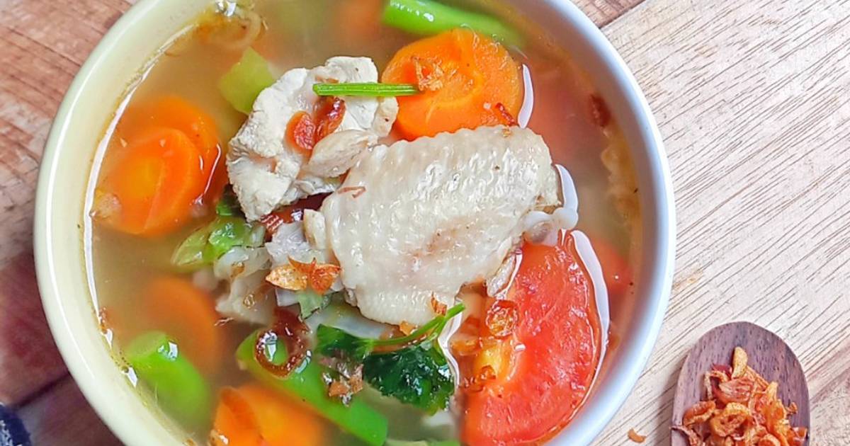 Resep sup ayam sehat dan sedap: Mudah dibuat