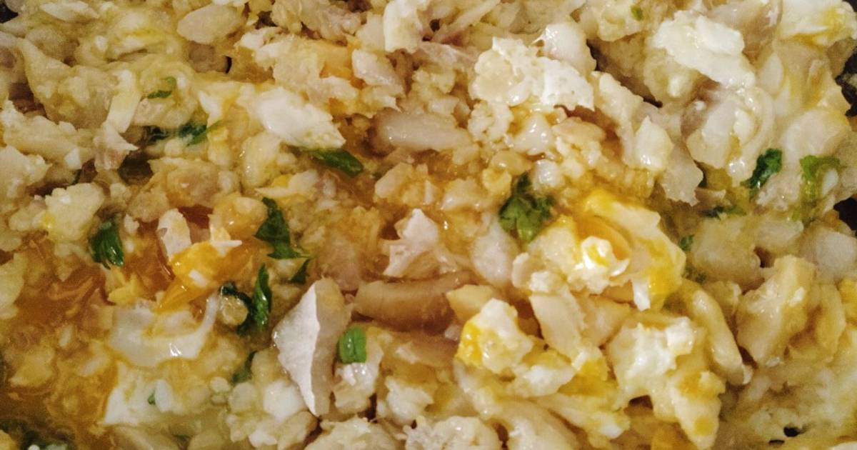 Revuelto de huevos con bacalao Receta de Mari Carmen- Cookpad