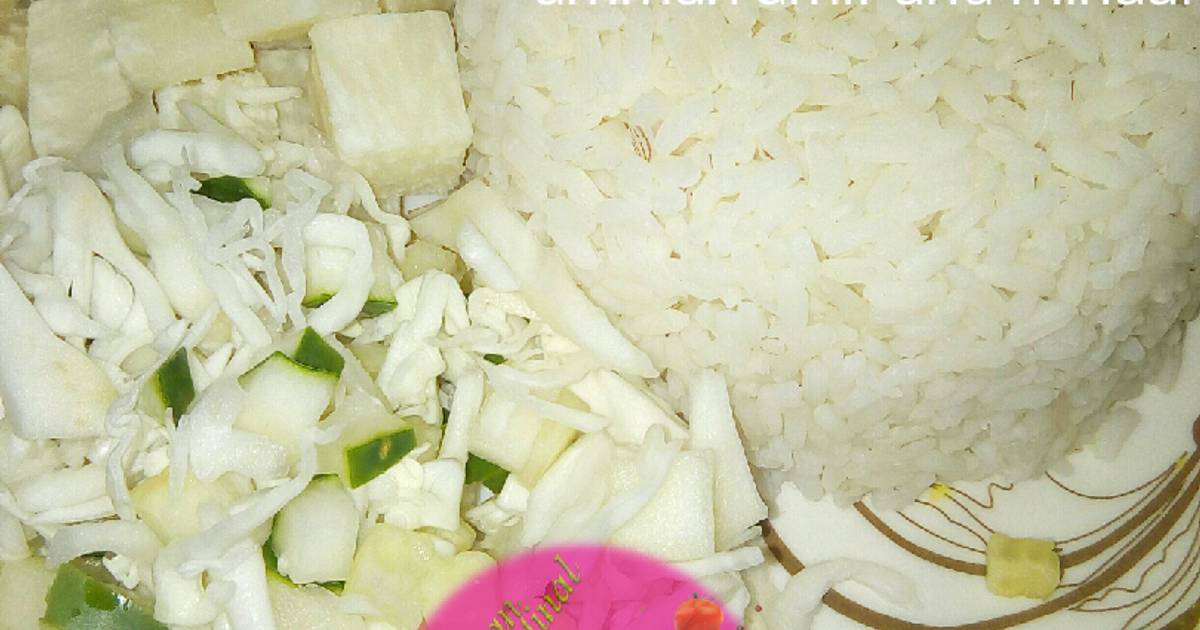 White rice, yam and cabbage with cucumber Recipe by Umman Amir And ...
