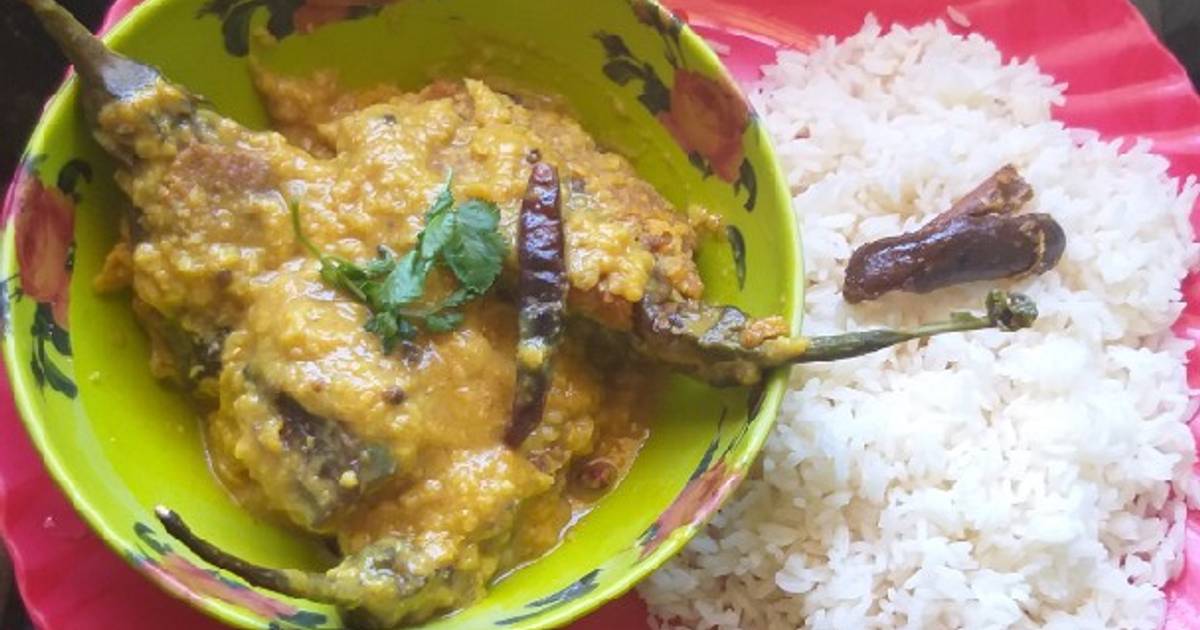 Brinjal dip Dal curry Recipe by Munmi Barman - Cookpad