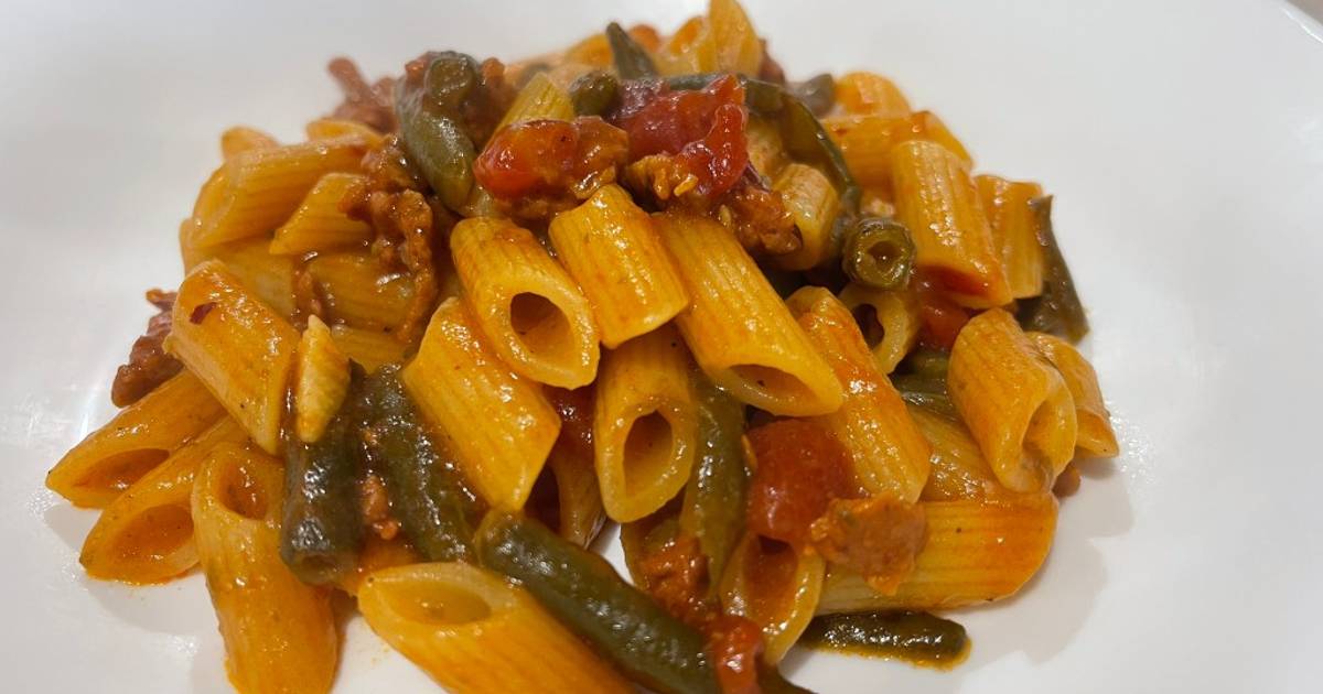 Ricetta Pennette con Salsiccia, Fagiolini e Pomodorini Freschi di Fabio ...