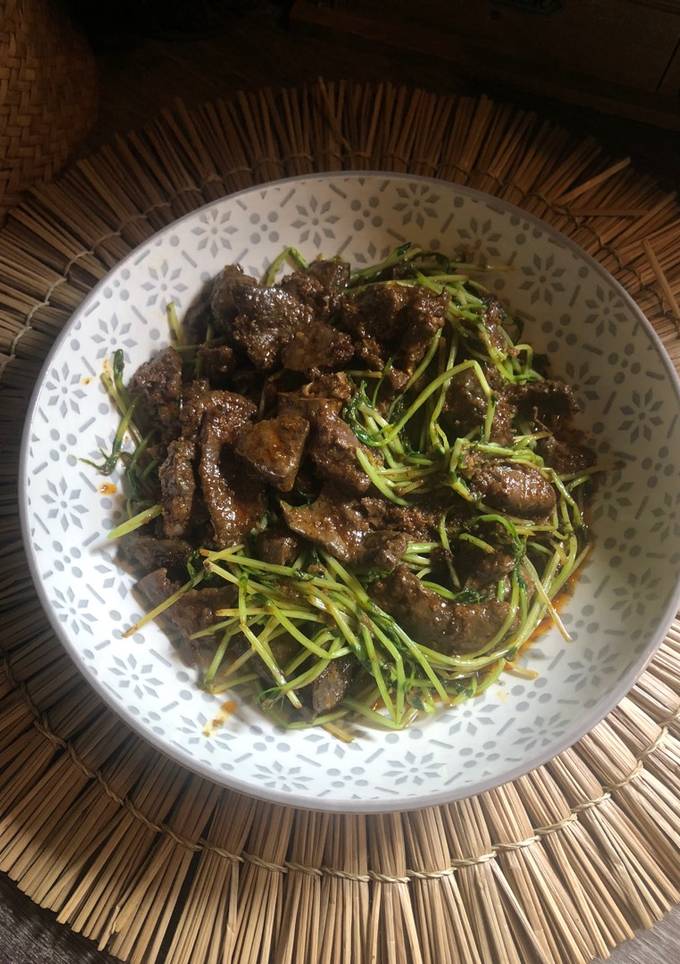 Resipi Hati Goreng Pucuk Kacang oleh Salina Jalaludin - Cookpad