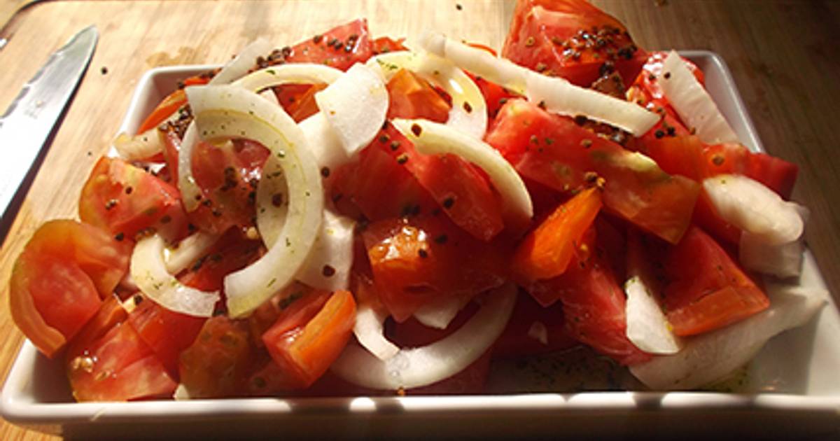Ensalada de tomate y cebolla con polen Receta de jorbasmar- Cookpad