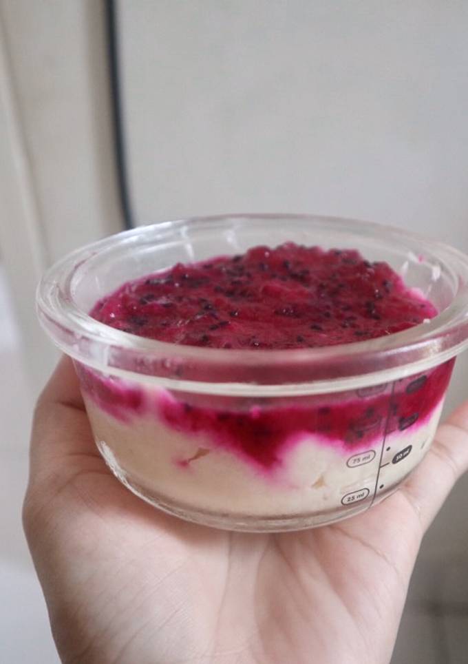 Resep Cemilan Mpasi : Buah Naga Cheesecake oleh Utari Tri Minarty - Cookpad