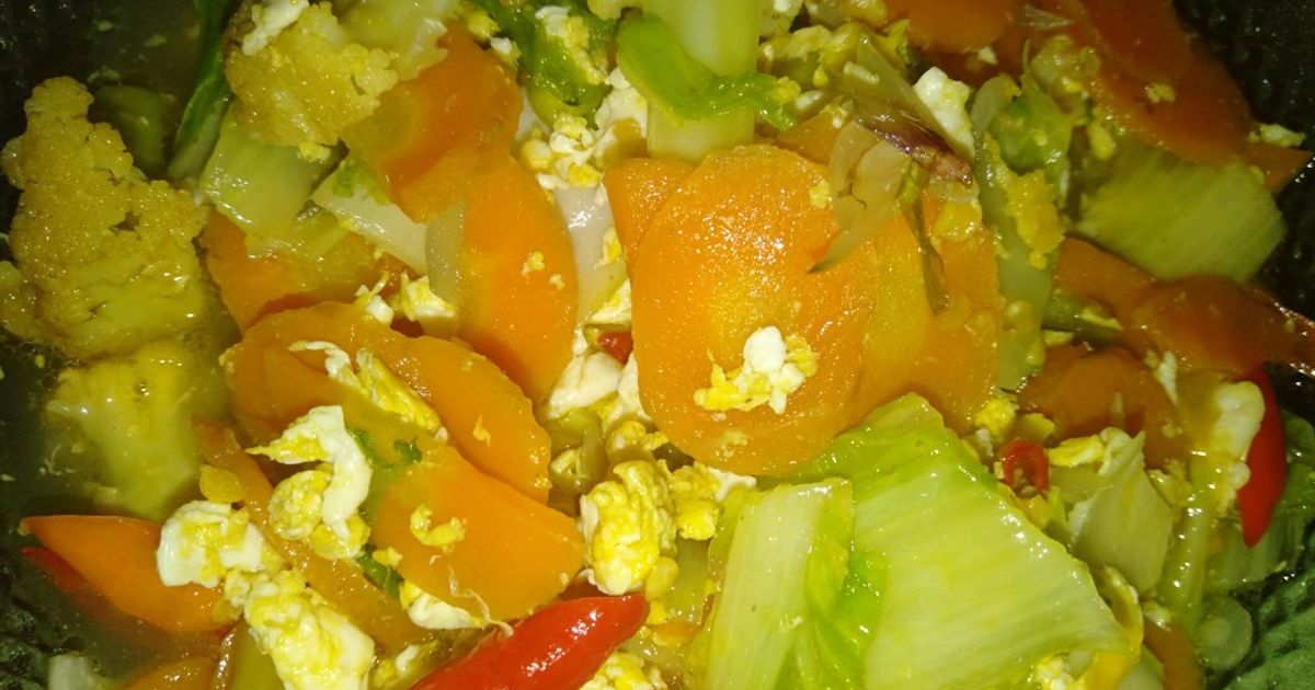 Resep Tumis Sawi Putih Wortel Telur Kembang Kol oleh Kuwiin - Cookpad