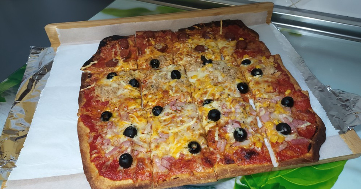 Pizza Tres Sabores Casera (Panificadora Moulinex Pain Doré) Receta de ...