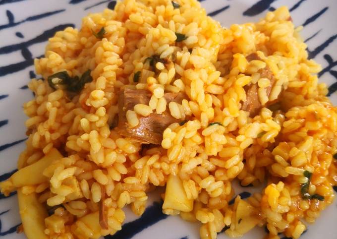 Arroz con choco y lomo de atún Receta de Pepe Corradini- Cookpad