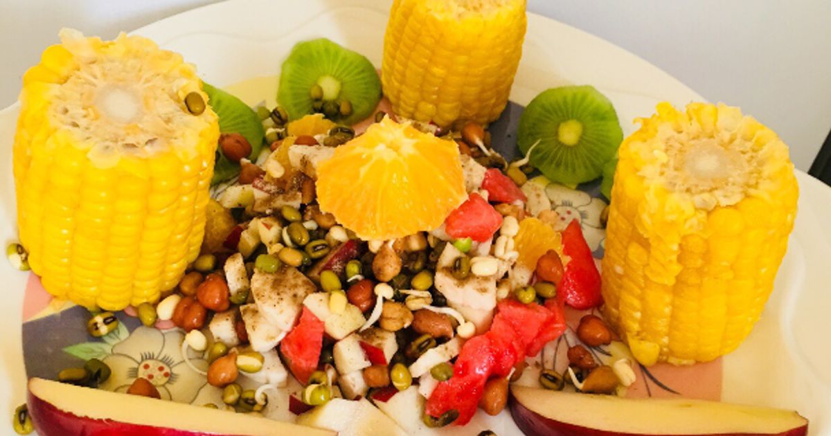 Sprouts Fruits And Corn Salad Recipe by Neha Nikul Raval - Cookpad