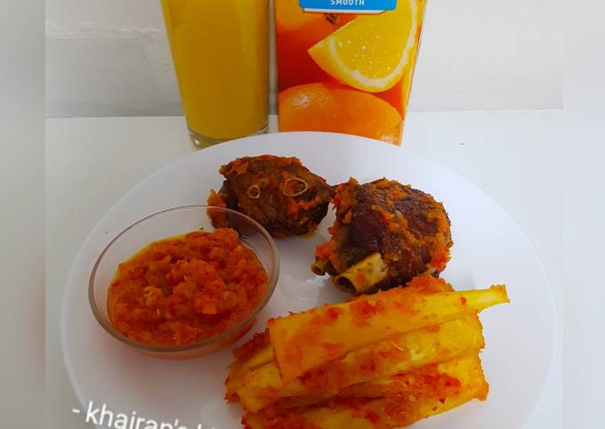 Peppered fried yam and Turkey girki daga Maman jaafar(khairan) - Cookpad