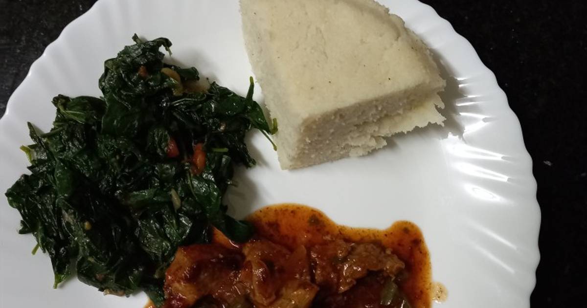Ugali, beef, kunde Recipe by Ma Shol - Cookpad