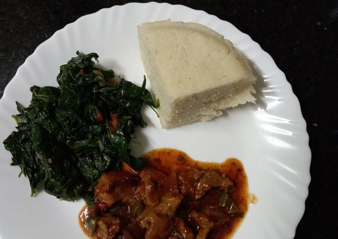 Ugali, beef, kunde Recipe by Ma Shol - Cookpad