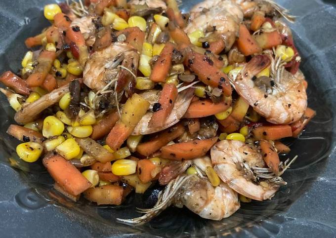 Resep Tumis udang sayur lada hitam oleh Chalisun Firifqah - Cookpad